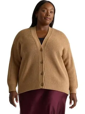 Quince Oversized Boyfriend Cardigan Sweater - Camel