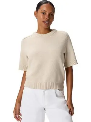 Quince Organic Cotton Sweater Tee Speckled Beige