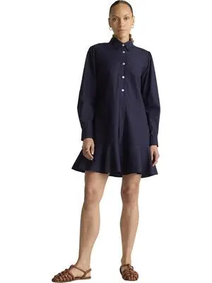 Quince Poplin Drop Waist Shirt Dress - Navy