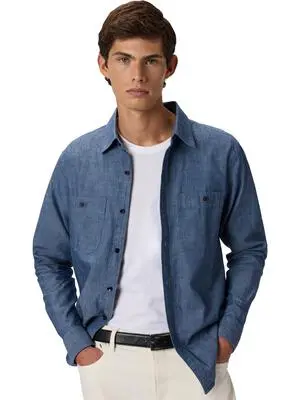 Quince 100% Organic Chambray Long Sleeve Shirt - Dark Chambray