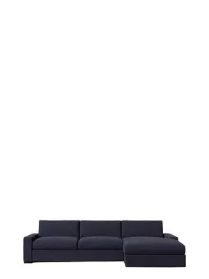 Quince Stillman Chaise Sectional In Performance Basketweave Navy