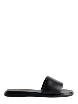 Quince Quince Italian Leather Slide Sandals Black