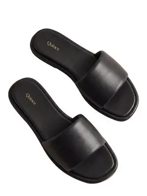 Quince Italian Leather Slide Sandals - Black