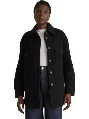 Quince Merino Wool Shirt Jacket - Black