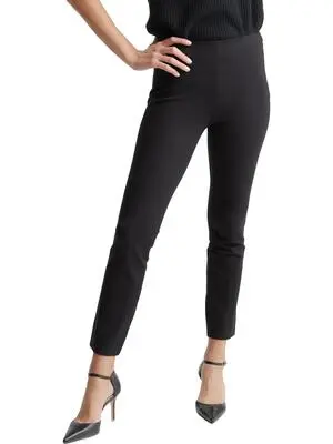 Quince Ultra-stretch Ponte Pintuck Ankle Pants - Black