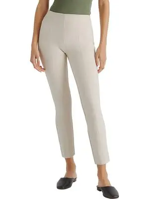 Quince Ultra-stretch Ponte Pintuck Ankle Pants - Ecru
