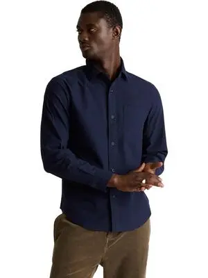 Quince Men's Stretch Textured Twill Shirt Navy