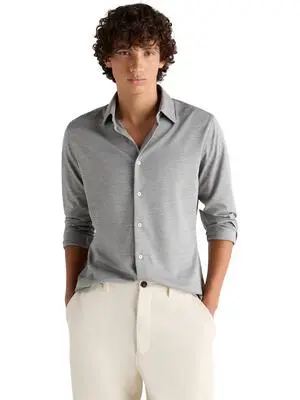 Quince Commuter Stretch Pique Long Sleeve Button Down - Heather Grey