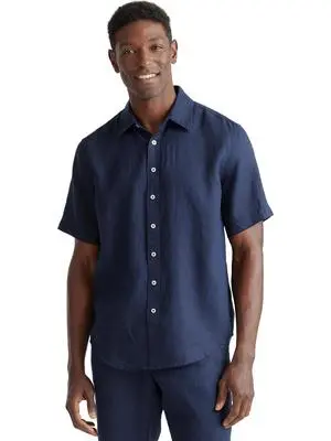 Quince 100% European Linen Relaxed Short Sleeve Shirt - Deep Navy