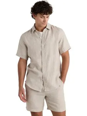 Quince 100% European Linen Relaxed Short Sleeve Shirt - Flax