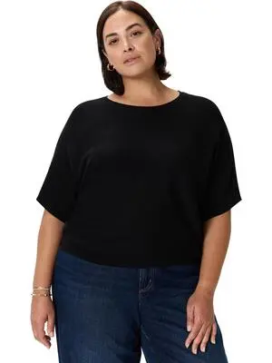 Quince Lightweight Cotton Cashmere Link-stitch Dolman Sweater - Black