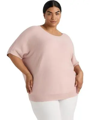 Quince Lightweight Cotton Cashmere Link-Stitch Dolman Sweater Sugar Stone