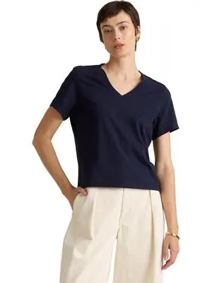 Quince QUINCE Boxy V-Neck T-Shirt Deep Navy