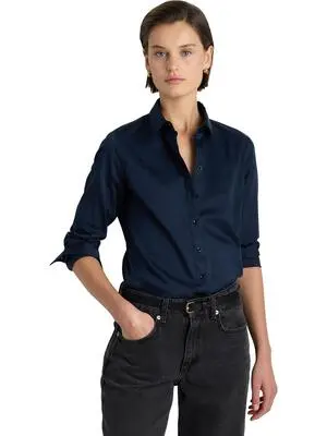 Quince Organic Stretch Cotton Tailored Shirt - Solid Navy
