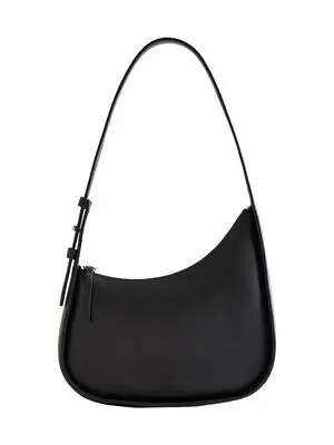 Quince Italian Leather Asymmetrical Mini Shoulder Bag - Black
