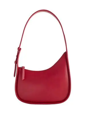 Quince Italian Leather Asymmetrical Mini Shoulder Bag - Ruby Red