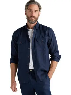 Quince 100% European Linen Utility Shirt - Deep Navy