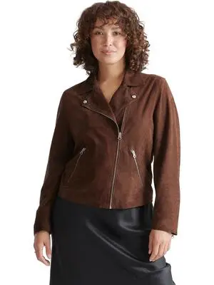 Quince Suede Biker Jacket Brown
