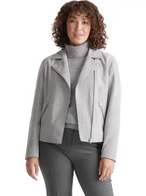 Quince Suede Biker Jacket Light Grey