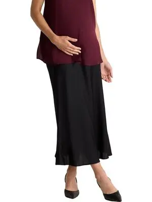 Quince Washable Stretch Silk Maternity Skirt - Black