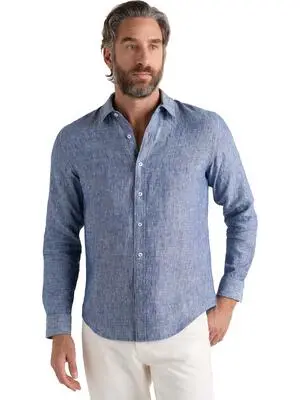 Quince 100% European Linen Relaxed Long Sleeve Shirt - Chambray Blue