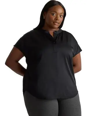Quince Washable Stretch Silk Dolman Sleeve Blouse - Black