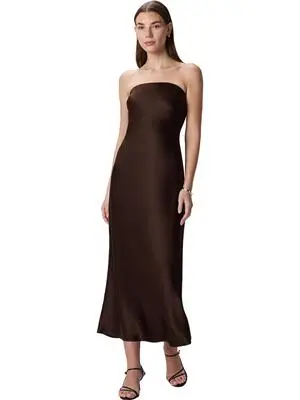 Quince Strapless Midi Dress Hot Fudge