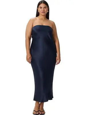 Quince Strapless Midi Dress Navy