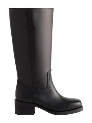 Quince Italian Leather Knee-high Block Heel Boots - Black
