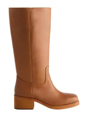 Quince Italian Leather Knee-high Block Heel Boots - Chestnut