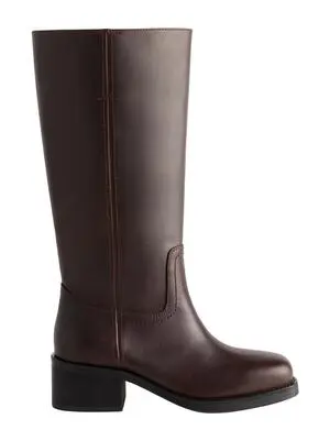 Quince Italian Leather Block Heel Boots - Coffee Bean