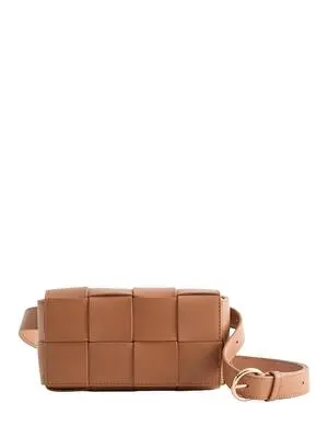 Quince Italian Leather Handwoven Box Belt Bag - Cognac