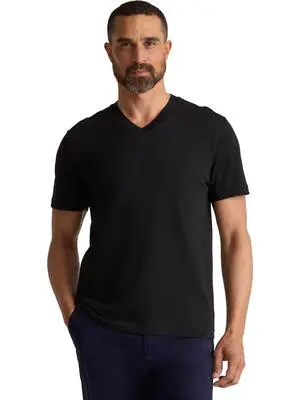 Quince Men's 100% Pima Cotton Luxe Touch V-neck T-shirt Bold Black