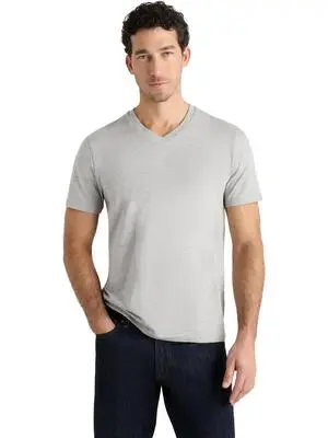 Quince Men's 100% Pima Cotton Luxe Touch V-neck T-shirt Heather Grey