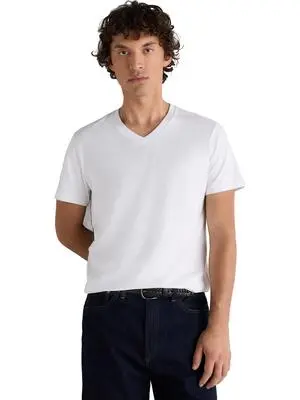 Quince 100% Pima Cotton Luxe Touch V-neck T-shirt - White