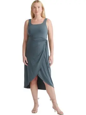 Quince Tencel Jersey Side Tie Midi Dress - Dark Olive