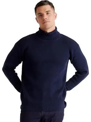 Quince Organic Cotton Ribbed Turtleneck Sweater - Navy