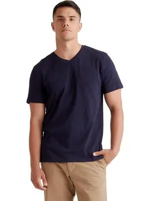 Quince Slub V-neck T-shirt - Deep Navy