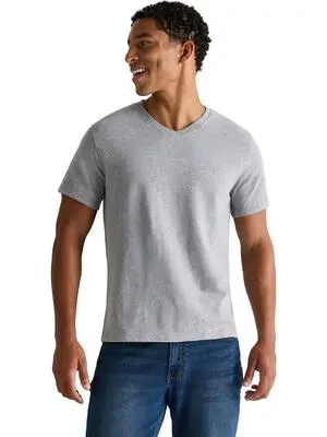 Quince Slub V-neck T-shirt - Heather Grey