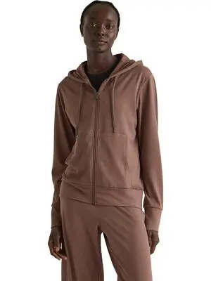 Quince Performance Full Zip Hoodie Heather Sable