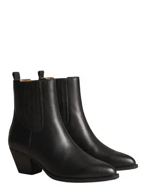 Quince Italian Leather Western Chelsea Ankle Boot - Black
