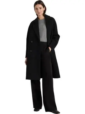 Quince Wool Cashmere Double-Breasted Slouch Coat Black