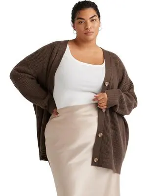 Quince Mongolian Cashmere Oversized Boyfriend Cardigan - Brown