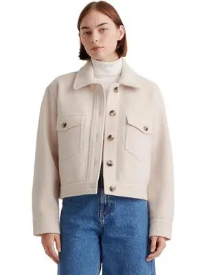 Quince Merino Wool Cropped Shirt Jacket - Heather Bone