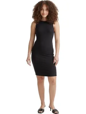 Quince Tencel Rib Knit Sleeveless Mini Dress - Black