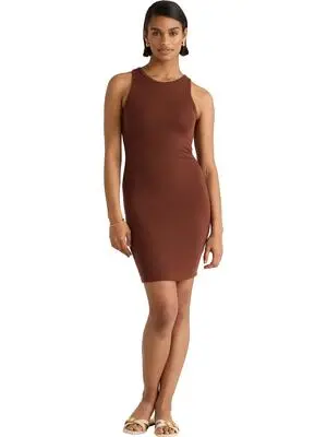 Quince Tencel Rib Knit Sleeveless Mini Dress - Brown