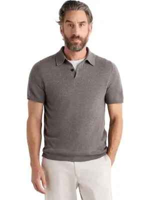 Quince Cashmere Short Sleeve Polo Sweater Elk Brown