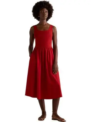 Quince Quince Cotton Mixed Media Fit And Flare Dress Chile