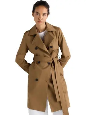 Quince Comfort Stretch Trench Coat Dark Khaki