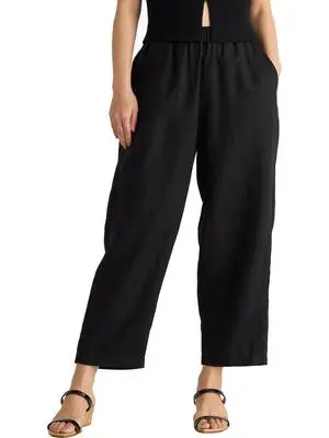 Quince European Linen Relaxed Fit Pants - Black